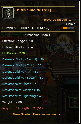 Chitin Shield Cs +21 Knight Server Ares-127664
