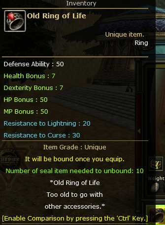 Old Ring Of Life Knight Server Felis-110296