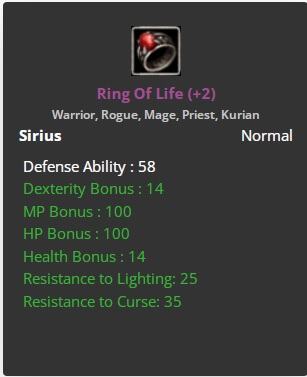+2 Ring Of Life Knight Server Sirius-102716