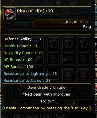 Ring Of Life +2 Knight Server Dryads-129042