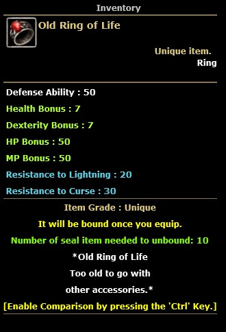 Agartha Old Ring Of Life | Knight Server Agartha-110506