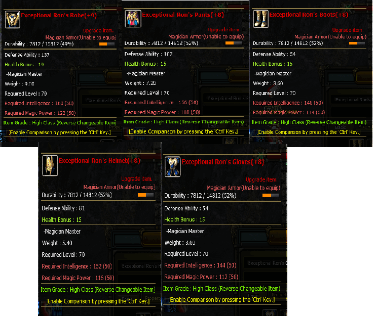 Exceptional Rons Set Gogusluk +9 Gerisi +8 ( 1x +9 Pouldron 4x +8 Exp Ron Set) | Knight Server ...