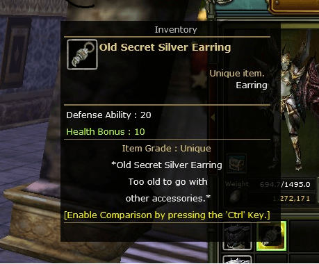 Old Secret Silver Earring | Knight Server Oreads-127834