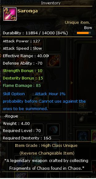 Rogue Saronga Bow (127ap) Soronga - Destan | Knight Server Destan-64327