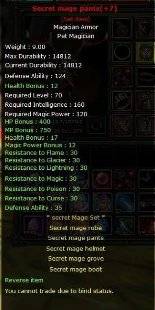 +7 Mage Secret Set Knight Server Destan-109913
