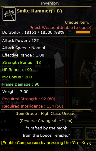 Smite Hammer +8 Knight Server Ares-107575