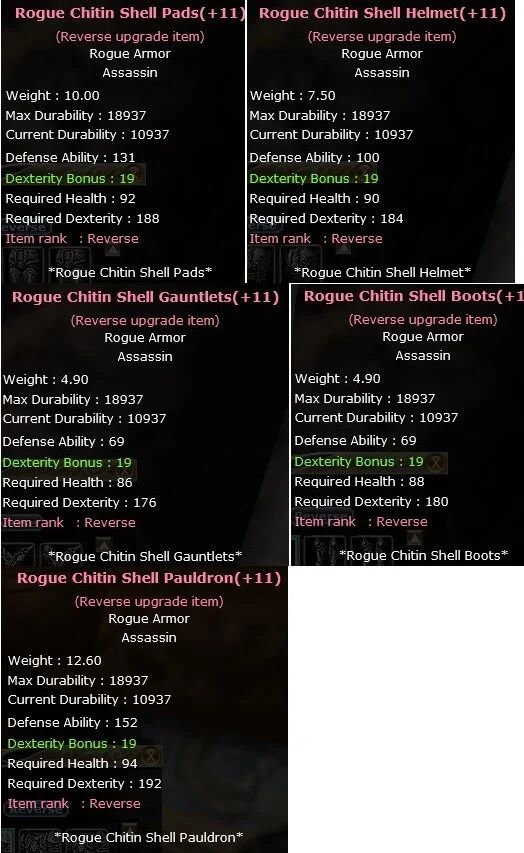 11 Rogue Shell Set Knight Server Oreads 119977