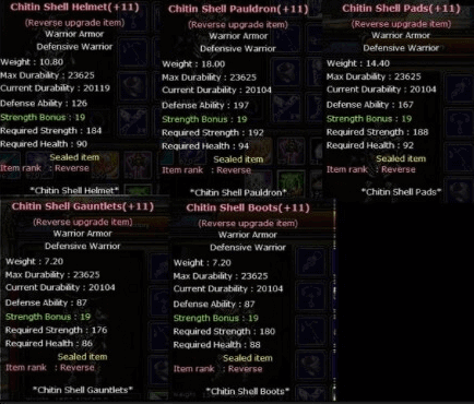 Warrior Chitin Shell Set +11 Reverse Knight Server Olympia-92476
