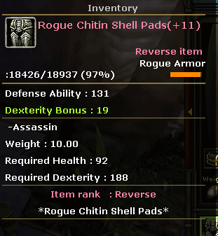 +11 Reb Rogue Shell Pads | Knight Server Dryads-134458