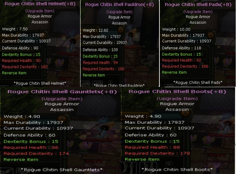 +8 Rogue Shell Set ( No Reb) | Knight Server Agartha-141867