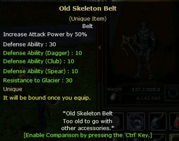 Sell Old Skeleton Belt | Knight Server Zero-116286