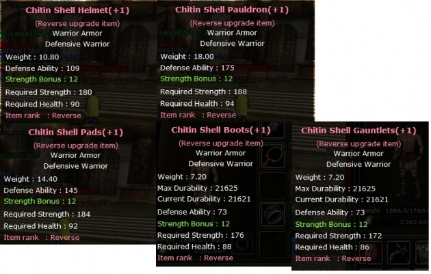 Warrior Shell Set +7 No Reb Knight Server Pandora-121160